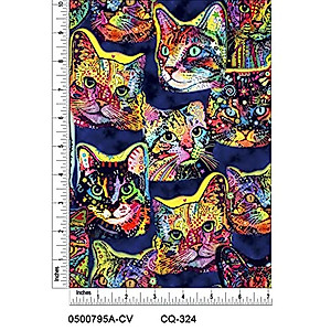 Texco Inc 100% Combed Quilting Prints Craft Cotton Apparel Home/DIY Fabric, Yellow Navy Teal 1 Yard