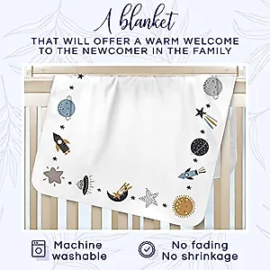 Luka & Lily Baby Milestone Blanket - Ultra Soft Fleece Monthly Milestone Blanket for Baby Girl and Boy - Perfect for Baby's First Year Growth Chart - Monthly Baby Milestone - Outer Space - 60"x40"