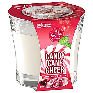 Glade Jar Candles, Fragrance Candles Infused with Essential Oils, Air Freshener Candles, 3.4 Oz; Multiple Scents Available! (Candy Cane Cheer, 1 Wick)