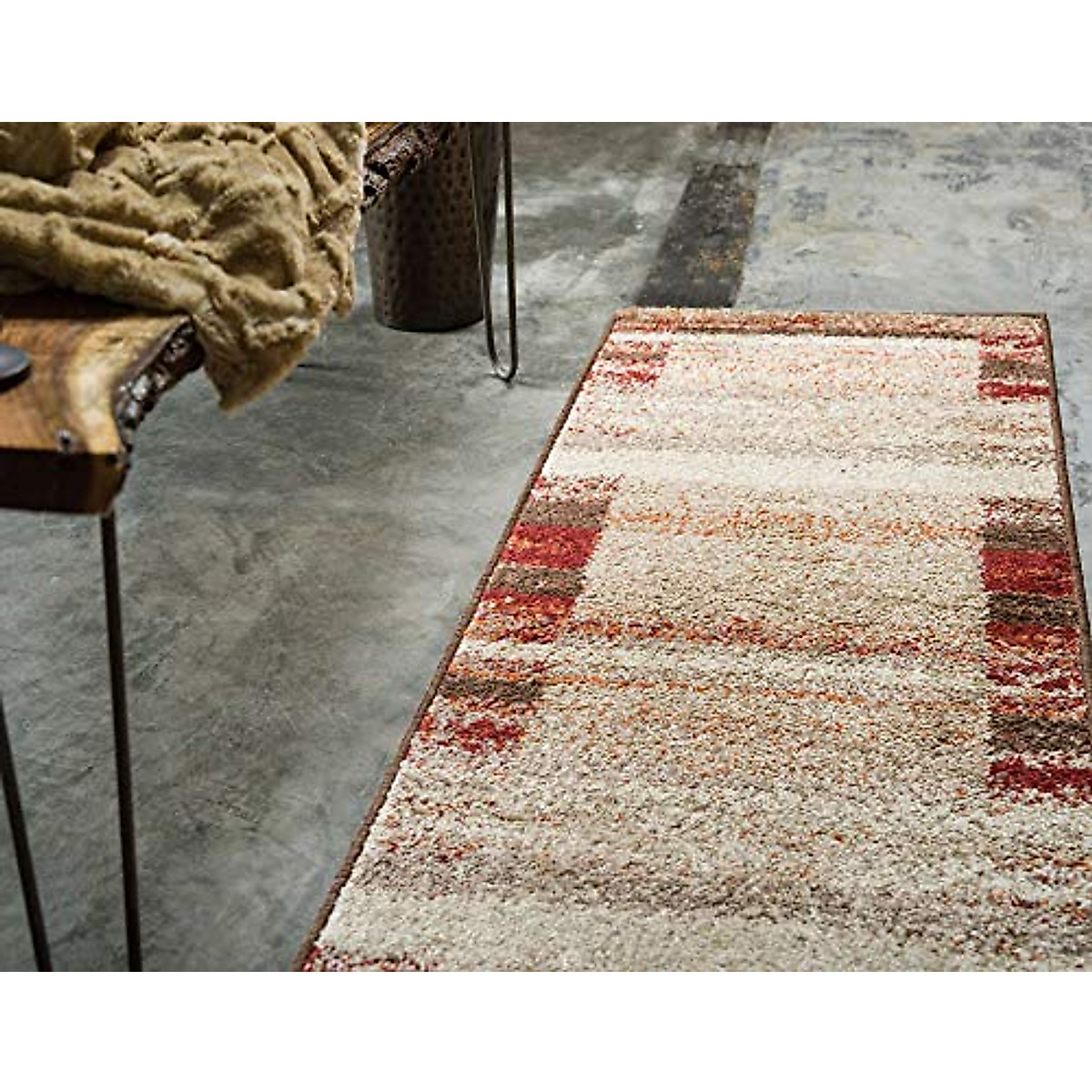 Unique Loom Autumn Collection Modern Contemporary Casual Abstract Area Rug, 2' x 6' 1" Runner, Beige/Brown