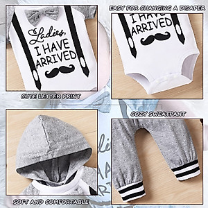 HINTINA Preemie Premature Baby Boys Spring Summer Clothes Ladies I Have Arrived Hoodie Bodysuit Pants Outfits Set Premie Gray