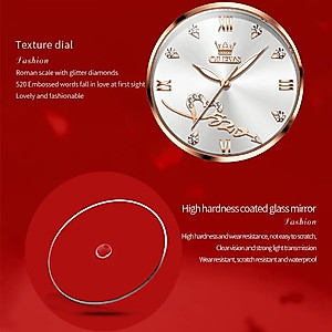 OLEVS Ladies Watch Fashion Rose Gold Diamond Analog Quartz Female Luxury Dress Wrist Watch Stainless Steel Luminous Waterproof Date Gift Watch for Women White Face reloj para Mujer