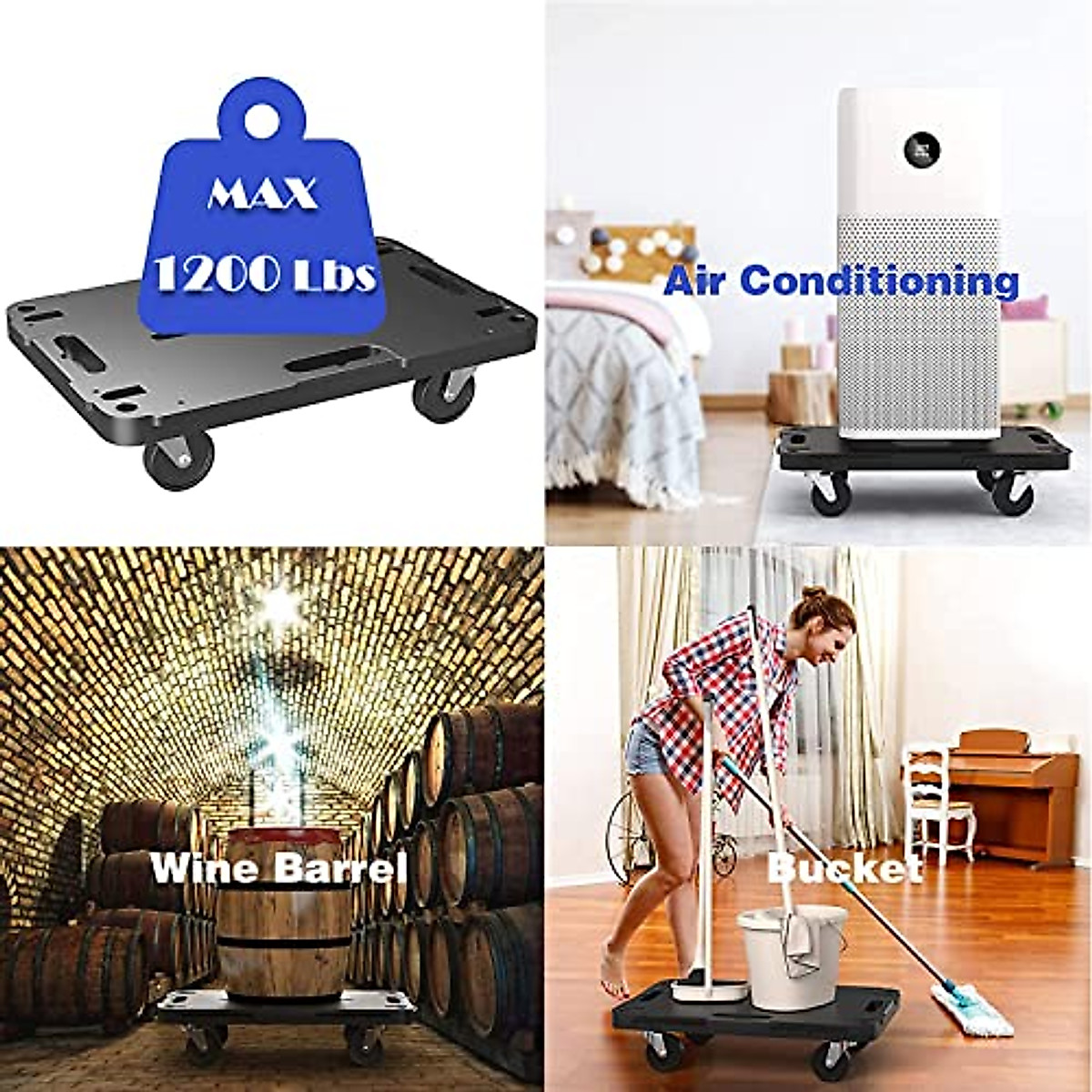 Goplus Moving Dolly, Heavy Duty Furniture Rolling Mover with 4 Wheels for Piano Heavy Items Appliance, Interlocking System, 500 lbs Weight Capacity, 23” x 15” (L x W) (1)