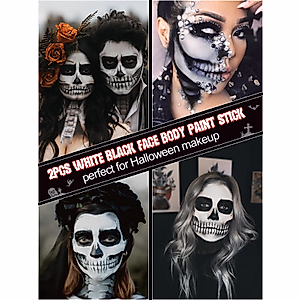 EBANKU 2Pcs White Black Face Body Paint Stick, , Eye Black Sticks for Sports White Cream-Blendable Stick Waterproof Sweatproof for Christmas Cosplay