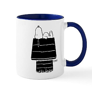CafePress Snoopy On House Black And White Ceramic Coffee Mug, Tea Cup 11 oz
