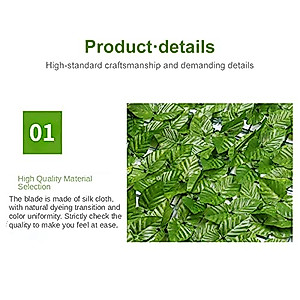 Queenbox 50x50cm Artificial Leaves Hedges Roll Simulation Leaf Garden Fence for Balcony Home Decoration, Protect Privacy, Shallow Sweet Potato