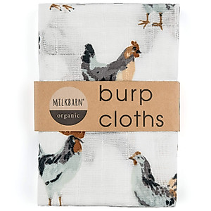 Milkbarn Organic Cotton Burp Cloths (2 pack) (Chicken), Medium