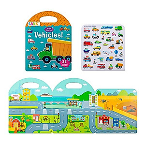 Sank Portable Jelly Quiet Book, Toddler Busy Book, 6 Themes Preschool Learning Activities Quiet Book, Preschool Activity Learning Books for Babies/Toddlers Ages 3-6 (Vehicles)