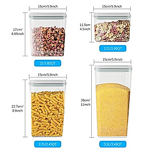 QGCVDAA 4 Pack Airtight Food Storage Containers with Lids, Pop One Button Open BPA Free Plastic Cereal Containers Storage for Kitchen Pantry Organization for Cereal, Flour, Coffee, Sugar