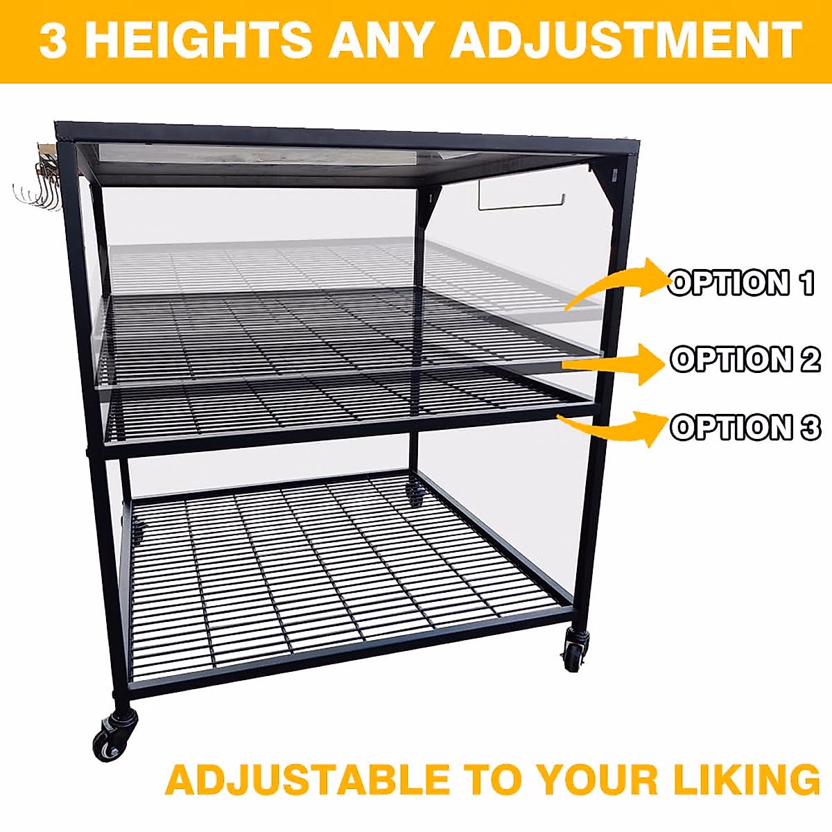 JIN BETTER GRILL PARTS Three-Tier Stainless Steel Pizza Oven Cart, Movable Work Table for Ooni, Blackstone, Cuisinart (31.5" D x 31.5" W x 35.4" H)