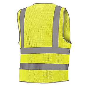Pioneer Safety Vest for Men – Hi Vis Reflective Mesh Neon with 8 Pockets, Zipper Closure for Construction, Traffic, Security Work – Orange, Yellow/Green, V1025260U