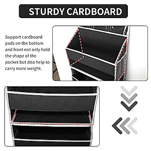 clbutge Over The Door Organizer, 5 Shelf Clear Hanging Storage with 5 Large Pockets 10 Mesh Side and 3 PVC Pockets, Heavy Duty Baby Organization for Pantry, Nursery, Bedroom, Stuffed Toys (Black)