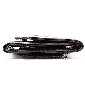 Big Skinny Women's Trixie Leather Tri-Fold Slim Wallet, Holds Up to 30 Cards, Black