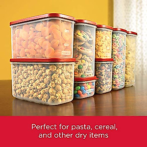 Rubbermaid Premium Modular Food Lids, Cereal Keeper, 2-Pack, 18-Cup Stacking, Space Saving Plastic Storage Containers, Clear & Easy Find Lids 7-Cup Food Storage and Organization Container, Racer Red