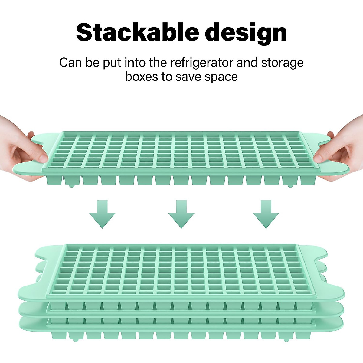 Mini Ice Cube Tray for Freezer: FDDBI Small Ice Trays for Freezer with Bin - 135×4PCS Easy Release Nugget Ice Tray - Crushed Ice Tray with Container
