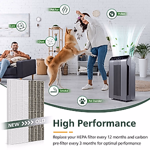 isinlive 115115 Replacement Filters A Size 21 for Winix PlasmaWave 5300-2, C535, 6300, 5300, 6300-2, P300, AM90, 9000, 5000, 5000B, C909, 9800 Air Purifier, 1 True HEPA Filter + 4 Carbon Pre-Filters