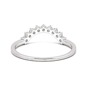 14K White Gold Moissanite Curved Crown Wedding Band-size 8 0.27cttw DEW by Charles & Colvard