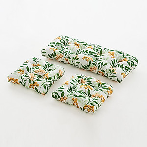 BLISSWALK Outdoor Chair Cushions,3 Piece Loveseat Outdoor Cushions Set,Tufted/Wicker Patio Cushion for Patio Furniture All Weather,44“x19 x5,Floral