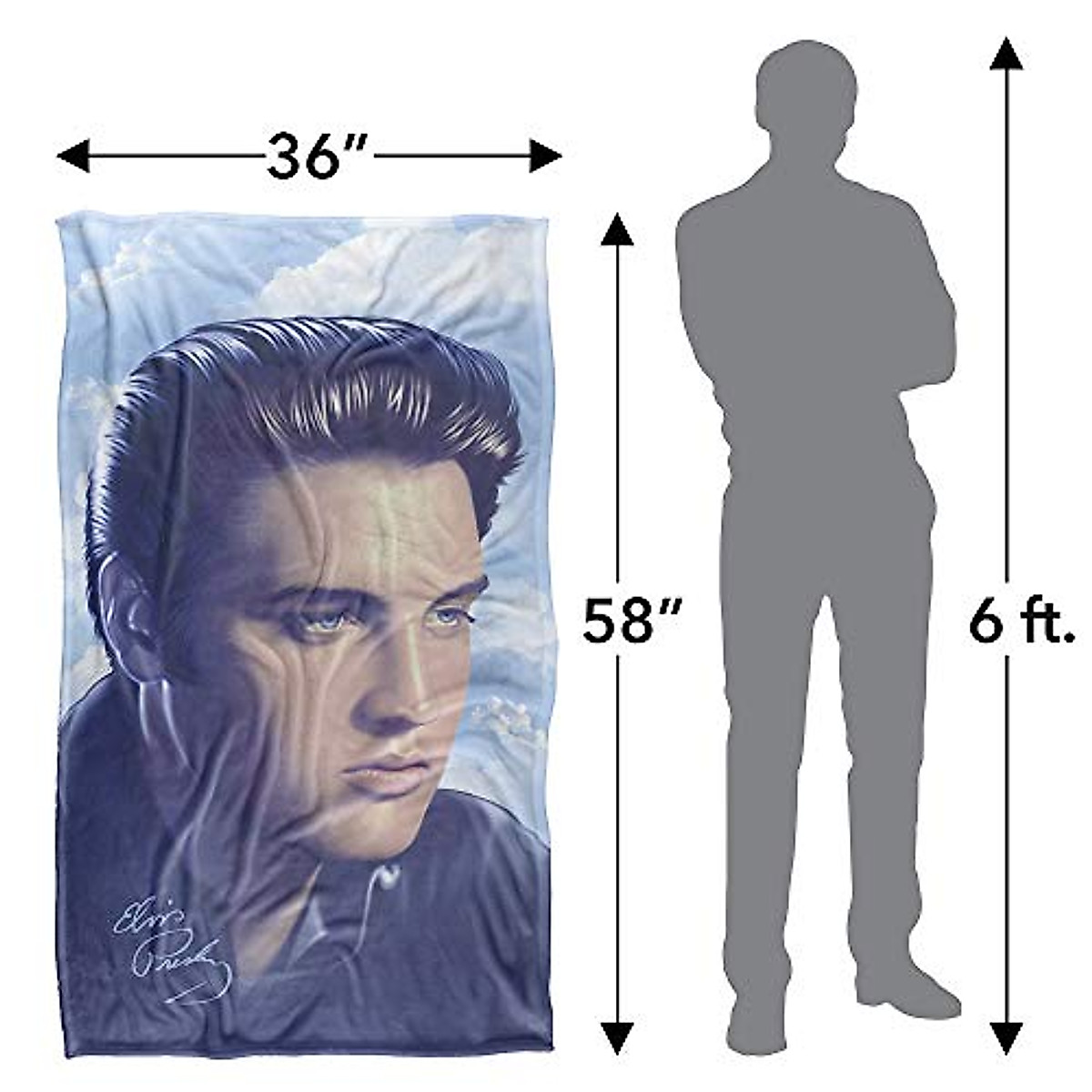 Elvis Presley Big Portrait Silky Touch Super Soft Throw Blanket 36" x 58"