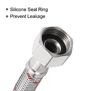 uxcell 28 Inch Long Faucet Supply Line Connector, 2pcs G3/8 Female Compression Thread x M10 Male Connector Braided M10x1mm 304 Stainless Steel Water Supply Hose Line