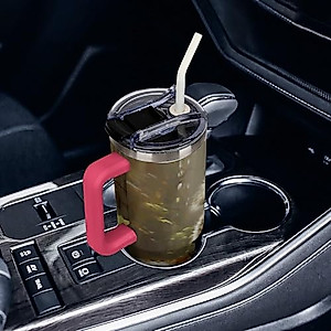 LLUTSNTH 40 Oz Vacuum Tumbler with Light Rose Red Handle Leakproof Insulated Tumbler Squirrel Eats Nuts Stainless Steel Travel Mug with Lid And Straw Coffee Cup Cute Water Bottles Cup Holder Friendly