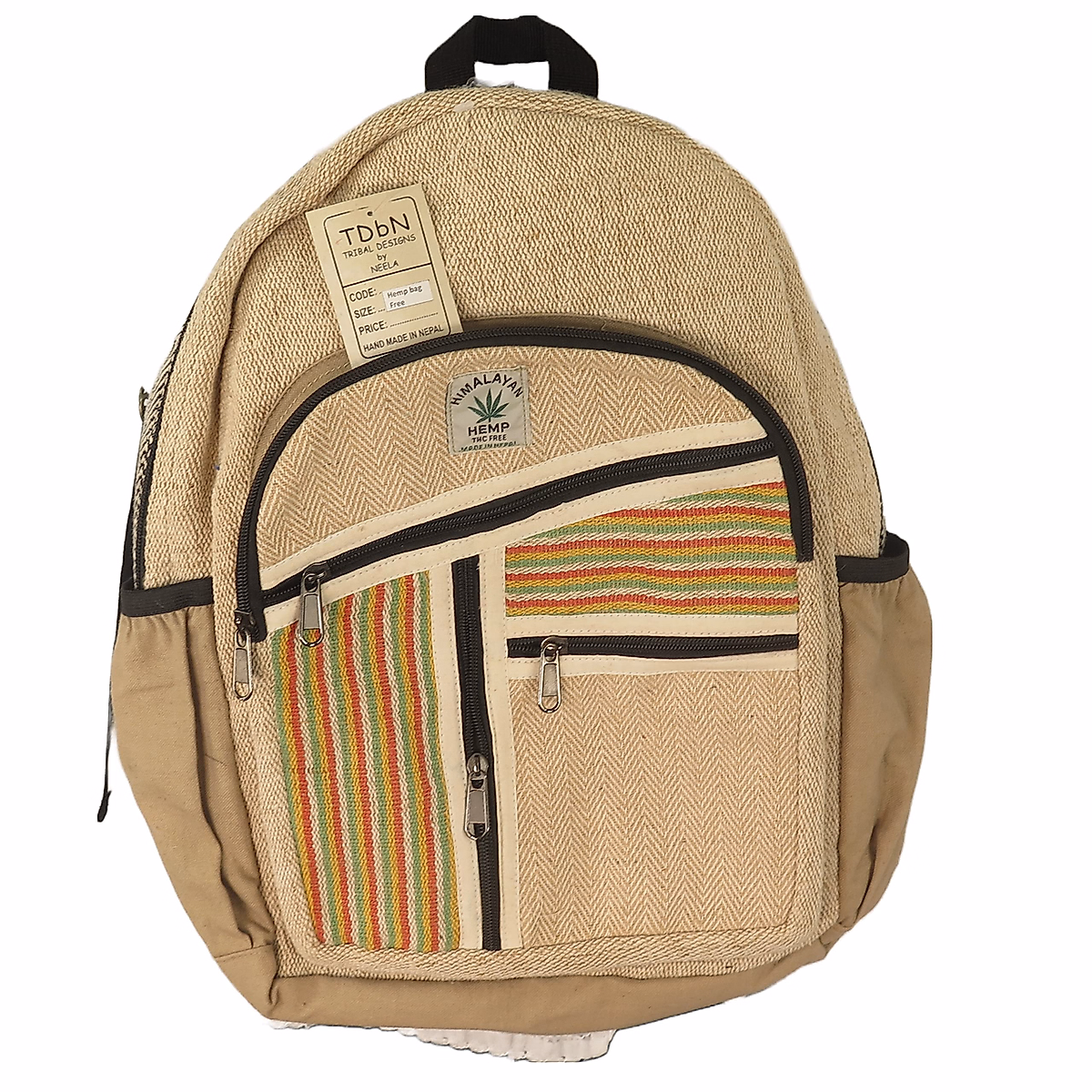 Hemp Backpack | Organic | THC Free | Eco Friendly | Free of Toxic Chemicals | Large | Natural | 3361 |ॐ
