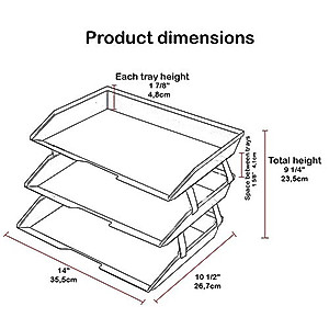 Acrimet Facility 3 Tier Letter Tray Side Load Plastic Desktop File Organizer (Clear Green Color)