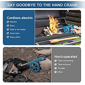 ELSOON Electric Bellows Portable Fireplace Tools 12V 5000 RPM Fan Bellows Fire Wood Stove Blower Outdoor BBQ Camping Fire Fan