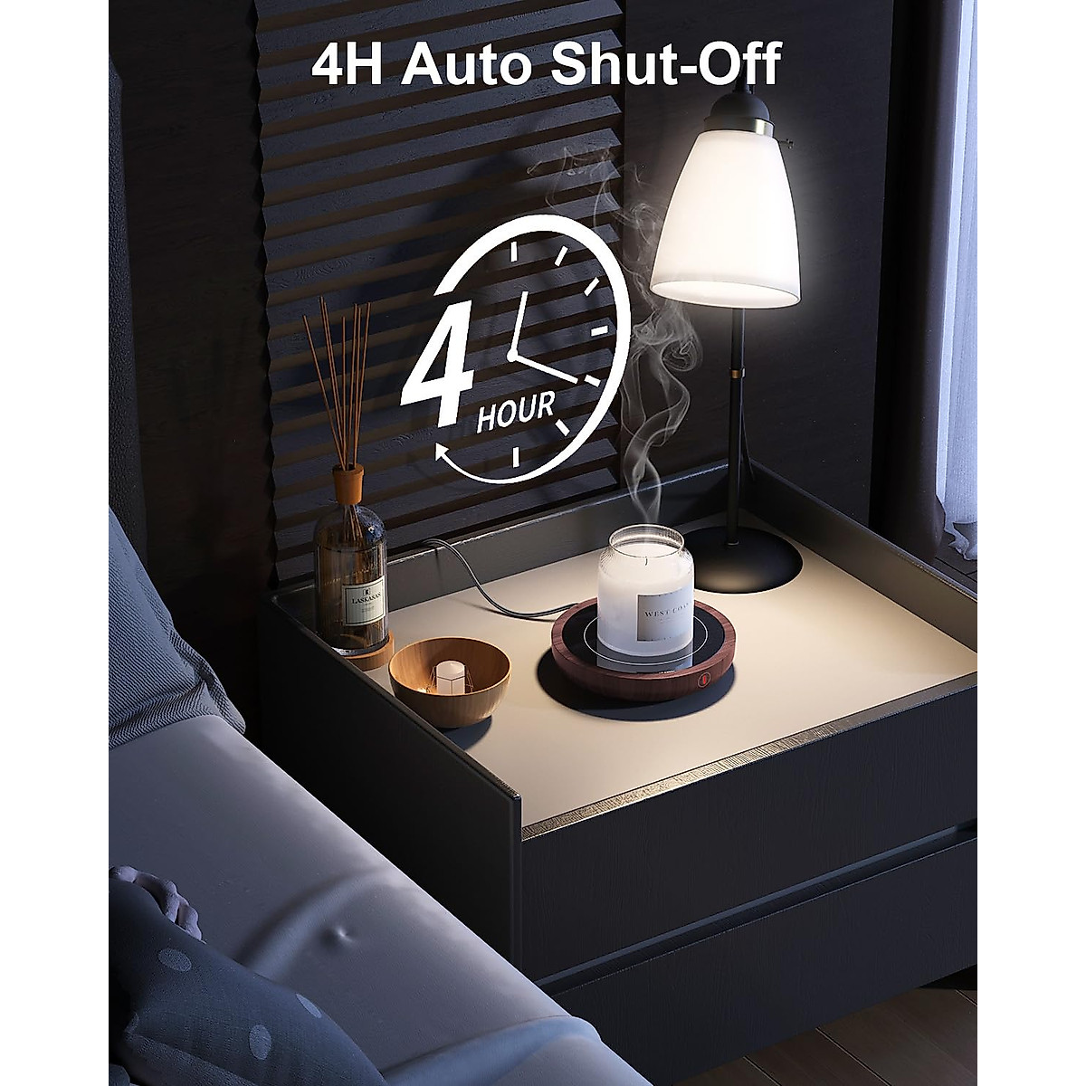 SWEETFULL Coffee Mug Warmer, 36W Electric Coffee Cup Warmer for Desk with 3-Temp Settings Advanced Temperature-Controlled Beverage Warmers Heating Plate for Coffee, Milk, Tea, Candle Wax - Wood