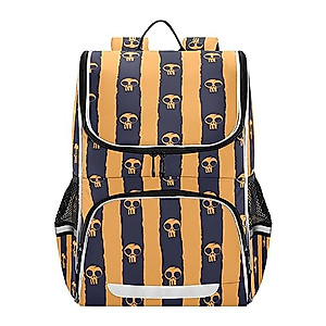 Sletend Large Capacity Printing Student Shoulder Bag for Children Teenagers Skull Stripe Laptop Bag School Bag for Work School, Men's and Women's Travel Backpack