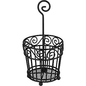 Spectrum Diversified Scroll Caddy Traditional Style Cutlery, Classic Dining Table Décor & Kitchen Organization, Silverware Holder with Handle, L x 5.25, W x 5.25, H x 11, Black