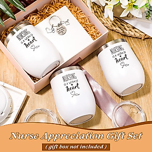 Yinkin 4 Pcs Nurse Appreciation Christmas Gift Set Nurse Tumbler Cup Thank You Wine Tumbler Inspirational Keychain for Nurse Birthday Graduation Retirement Gifts Nurses Week Gift (Nursing)