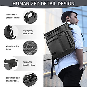 INOXTO Men’s Messenger Bag 3 in 1 Convertible Backpack Briefcase Bag Business Office Bag for Men, Laptop Shoulder Bag (Grey)