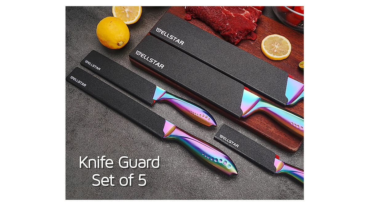 WELLSTAR Knife Edge Guards Set - 5 Universal Blade Covers for Kitchen ...