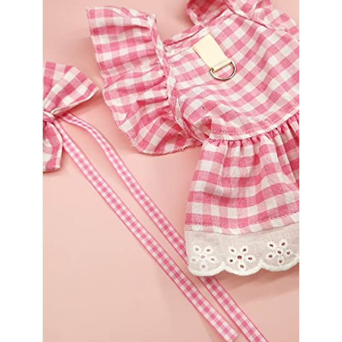 QWINEE Cute Dog Dress Ruffle Trim Cat Lace Princess Dresses with Bow Decor Puppy Tutu Skirt Holiday Party Costume Outfit for Small and Medium Cats Dogs Kitten Pink A Large