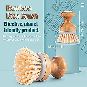 Bamboo Dish Brush Scrub Wooden Brush - Bamboo Dish Brush，Brush for Dishes,Palm Brush Dish Scrubber Suitable for Washing Dishes,Stubborn Stains & Vegetables.