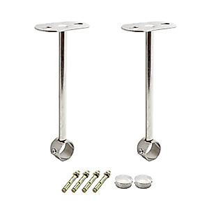 2 Pack Ceiling Mount Bracket, Stainless Steel Wardrobe Pipe Bracket Rod Holder Ceiling Holder, ULIFESTAR Shower Curtain Closet Wardrobe Rod Lever Support Holder Pipe Flange Socket 32x300mm/1.26x12''