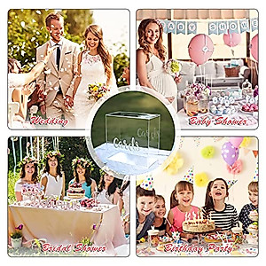 Acrylic Wedding Card Box, Clear Card Box for Reception, Elegant Wedding Envelope Box, Baby Bridal Shower Money Gift Card Box with Slot for Party, Wishing Well, Birthday, Graduation, 10x10x5.5 inch