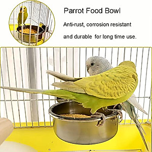 Tfwadmx Bird Feeding Dish Cups Parrot Food Bowl Clamp Holder Coop Cup, Bird Cage Water Bowl for Parakeet African Greys Conure Cockatiels Lovebird Budgie Chinchilla 2 Pack