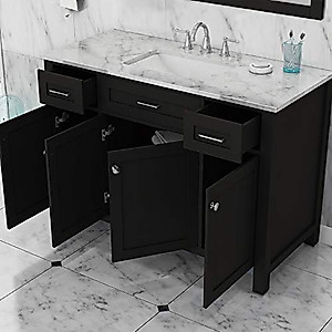 Alya Bath HE-101-48-E-CWMT Norwalk Single Bathroom Vanity with Carrera Marble Top and No Mirror, 48", Espresso