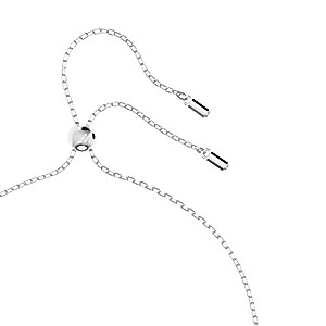 SWAROVSKI Dextera Necklace with Interlocking Circle Motif in Rhodium-Finish Metal and White Crystal Pavé on Rhodium Finish Chain, Size Small, Part of the Dextera Collection