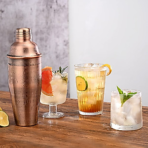 ETENS Cocktail Shaker Antique Copper & Bar Shaker, Martini Shaker Stainless Steel 24 oz with Built In Strainer for Bartending - Bartender Shaker Metal Mixed Drink Mixer | Margarita | Mixology