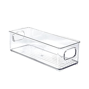 MagiDeal Clear Pantry Organizer Bins Household Plastic Food Storage Basket with Cutout Handles for Kitchen, Cabinets, Refrigerator, Freezer, Bedrooms, Bathroom, Shallow