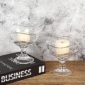 BSTKEY 6PCS Set 8.5 oz Glass Dessert Bowls/Cups, Cute Footed Dessert Bowls for Ice Cream Trifle Fruit Pudding Snack Salad Milkshakes Sundae Cocktail Drinks Party