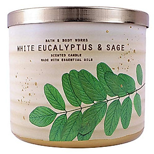 Bath and Body Works White Barn White Eucalyptus Sage 3 Wick Candle 14.5 Ounce Notes: White Eucalyptus, Mineral Sage, Frozen Pine