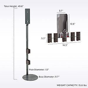 Life Finds Floor Stand Designed for Dyson Handheld Vacuums V6, V7, V8, V10, V11, V12, V15, No Drill Vacuum Stand, Docking Station, Accessory Mount, Black, LF-VFS1A
