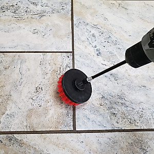 Bring It On Cleaner Drill Brush Attachment Set 3 Brushes - Bring It On Power Scrubber Brush Cleaning Kit, 5 Inch Extension, Use On Grout, Cars, Bathroom Surfaces, & Tile