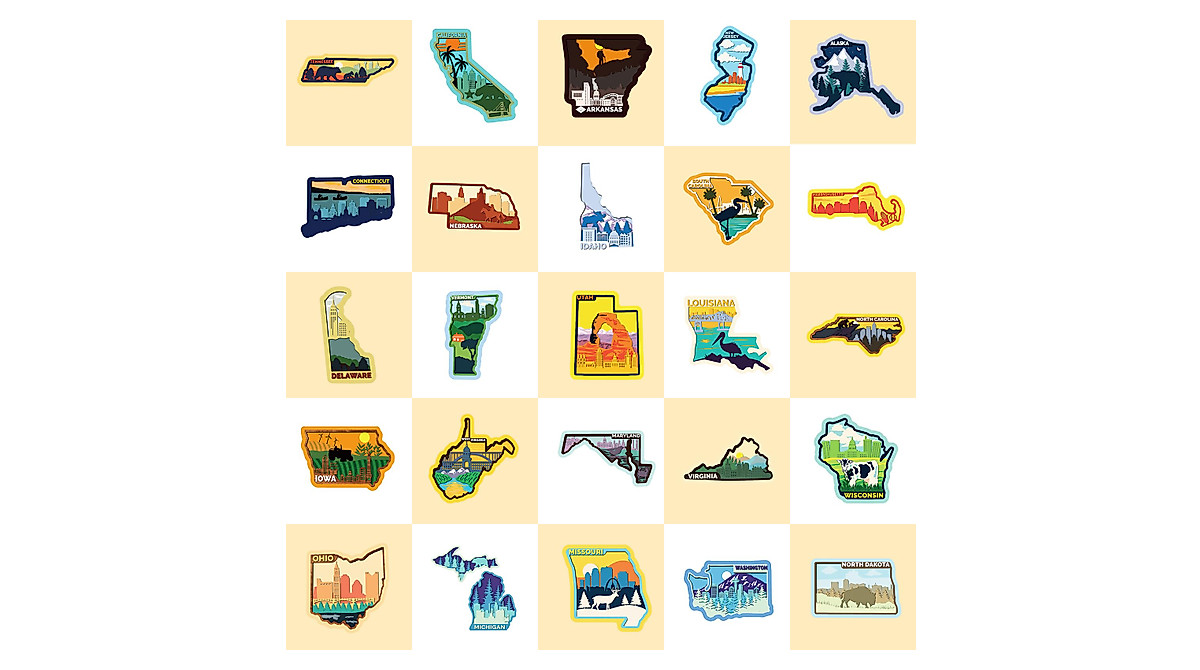 US States Stickers - Waterproof Vinyl Collection for Laptops & Water ...