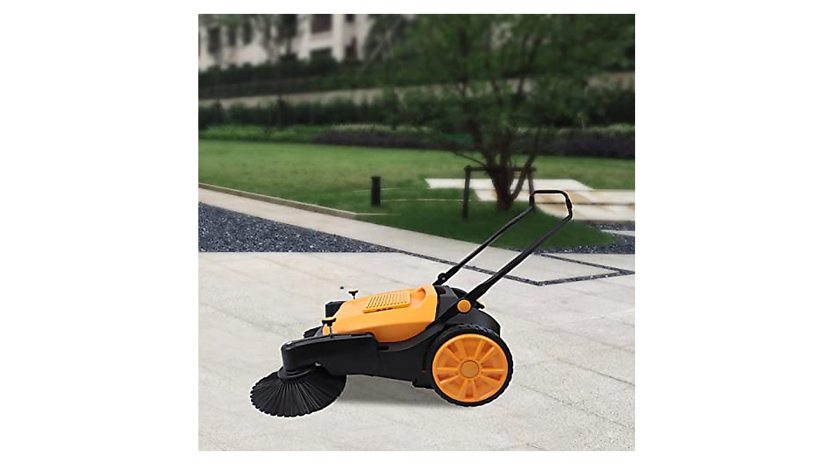 Outdoor Hand Push Sweeper with 41.3" Width & 14.53 Gallon Capacity