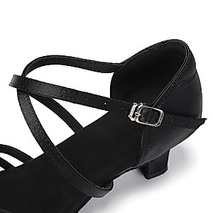 Temor Salsa Ballroom Dancing Shoes for Women Latin Dance Shoes Girls,Black, Heel 1.96 in,7 US